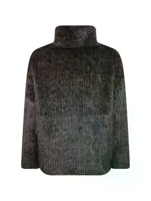 BETTA CORRADI Leopard-print Faux Fur High Neck Jacket