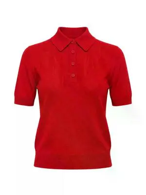 TOCCIN Rue Short-sleeve Cashmere Polo Shirt - Red
