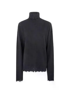 UMA WANG Distressed Effect Roll Neck Knit