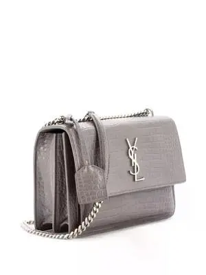 Saint Laurent Sunset Crocodile Embossed Leather Medium Crossbody Bag