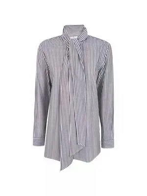 WHYCI Striped Pussy-bow Shirt