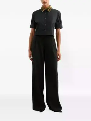 TOCCIN Zadie Leopard-print Collar Cropped Shirt