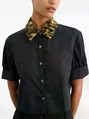TOCCIN Zadie Leopard-print Collar Cropped Shirt