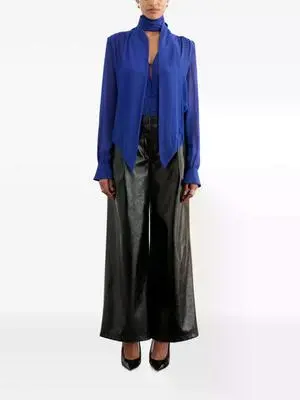TOCCIN Kaila Tie-neck Button-front Blouse - Blue