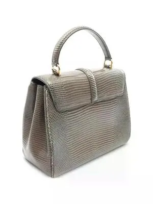 Celine 2000s Small 16 Lizard-effect Tote Bag - Grey