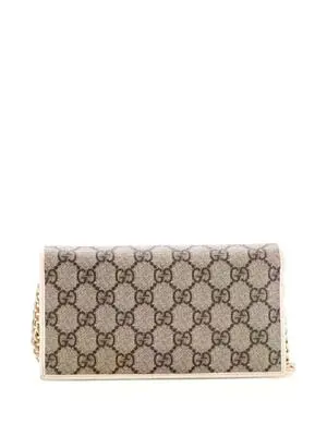 Gucci Horsebit 1955 Chain Wallet Gg Coated Canvas Crossbody Bag - Brown