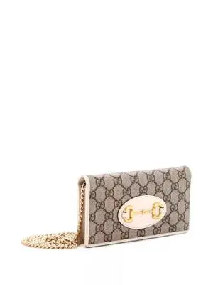Gucci Horsebit 1955 Chain Wallet Gg Coated Canvas Crossbody Bag - Brown