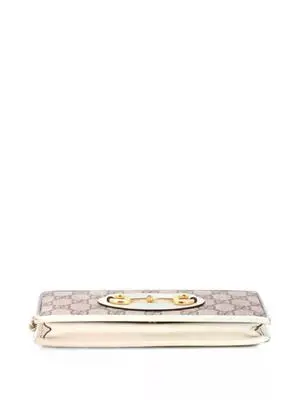 Gucci Horsebit 1955 Chain Wallet Gg Coated Canvas Crossbody Bag - Brown