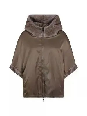 BETTA CORRADI Hooded Faux Fur Trim Coat