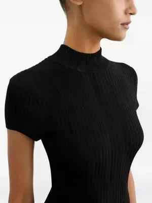 TOCCIN Jada Fringe-trim Mock-neck Mini Dress