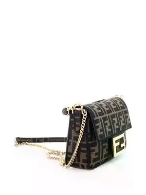 Fendi Zucca Canvas Mini Baguette Cross Body Bag