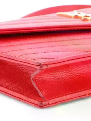 Saint Laurent Classic Monogram Wallet On Chain Matelasse Chevron Leather Crossbody Bag - Red