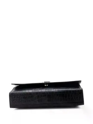 Saint Laurent Monogram Crocodile Embossed Leather Crossbody Bag