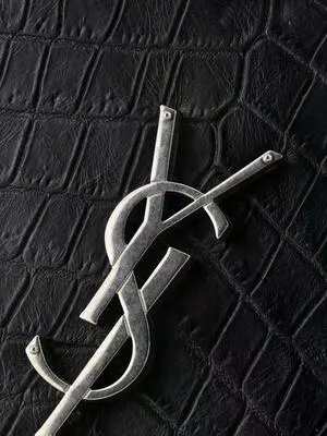 Saint Laurent Monogram Crocodile Embossed Leather Crossbody Bag