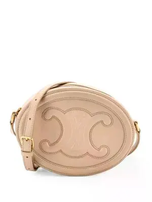 Celine Triomphe Oval Leather Crossbody Bag - Neutrals