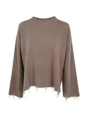 Laboratorio Capri Distressed Effect Ribbed Trim Sweater - Brown