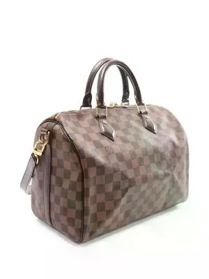 LOUIS VUITTON 2015 30 Speedy Bandouliere Damier Ebene Tote Bag - Brown