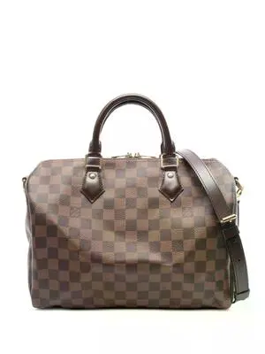 LOUIS VUITTON 2015 30 Speedy Bandouliere Damier Ebene Tote Bag - Brown