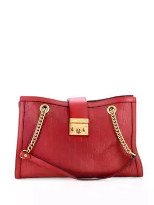 Gucci Padlock Chain Guccissima Leather Medium Tote Bag - Red