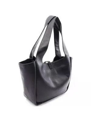 Saint Laurent Leather Tote Bag With Plaque - Black