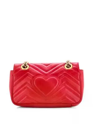 Gucci Gg Marmont Flap Bag Matelasse Leather Mini Crossbody Bag - Red
