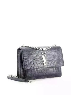 Saint Laurent Sunset Crocodile Embossed Leather Medium Crossbody Bag