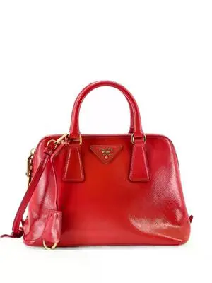Prada Promenade Bag Vernice Saffiano Leather Small Satchel - Pink