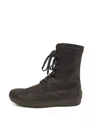 TOD'S Gommino-detail Lace-up Combat Boots - Black