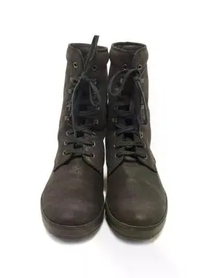 TOD'S Gommino-detail Lace-up Combat Boots - Black
