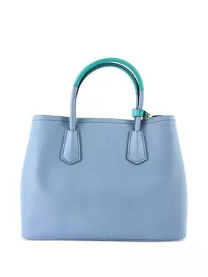Prada Cuir Double Saffiano Leather Medium Tote Bag - Blue