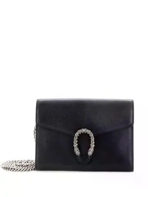 Gucci Dionysus Chain Wallet Leather With Embellished Detail Small Crossbody Bag - Black