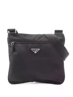 Prada 2000s Tessuto Saffiano Cross Body Bag - Black