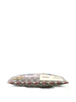 Gucci Gg Coated Canvas Applique Clutch Bag - Brown
