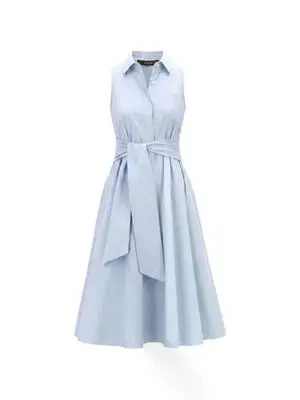 TOCCIN Sleeveless Shirt Midi Dress - Blue