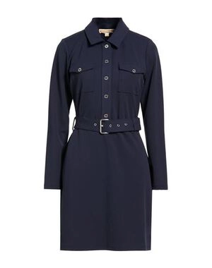 Michael Kors Belted Crepe Mini Shirt Dress - Midnight Blue