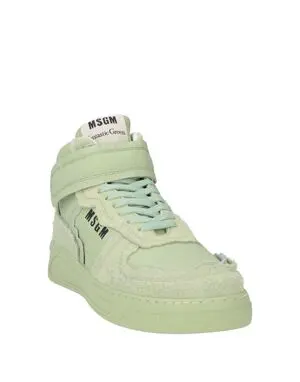 MSGM Leather And Suede High-top Sneakers