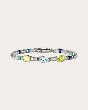 John Hardy Peridot & Blue Topaz Heishi Gem Bracelet