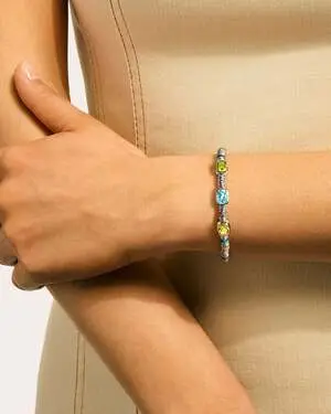 John Hardy Peridot & Blue Topaz Heishi Gem Bracelet