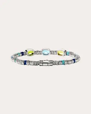 John Hardy Peridot & Blue Topaz Heishi Gem Bracelet