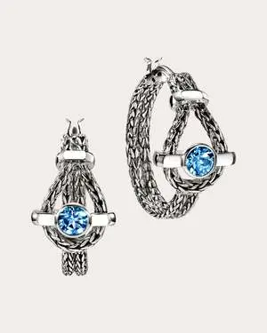 John Hardy Swiss Topaz Icon Hoop Earrings - Blue