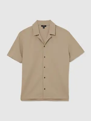 REISS River Textured Cuban-collar Short-sleeve Shirt