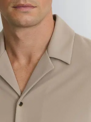 REISS River Textured Cuban-collar Short-sleeve Shirt