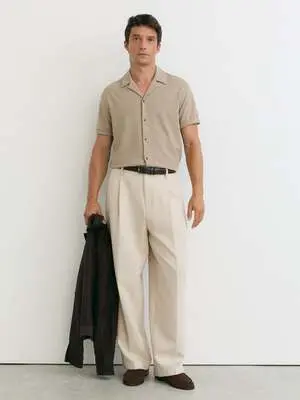 REISS River Textured Cuban-collar Short-sleeve Shirt