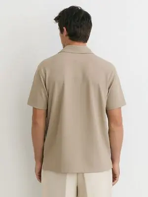 REISS River Textured Cuban-collar Short-sleeve Shirt