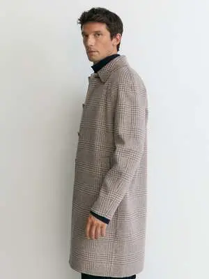 REISS Morpeth Wool-blend Check Single-breasted Overcoat