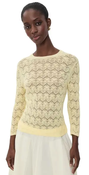 Vince Fine Lace Crew Neck Sweater - Dandelion