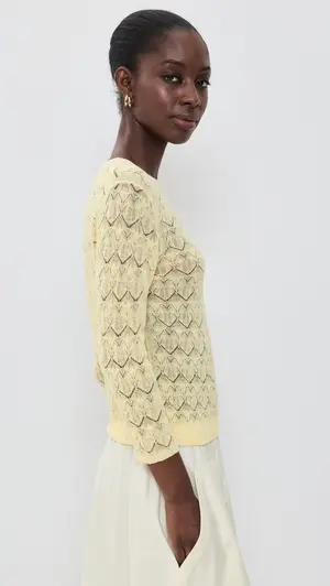 Vince Fine Lace Crew Neck Sweater