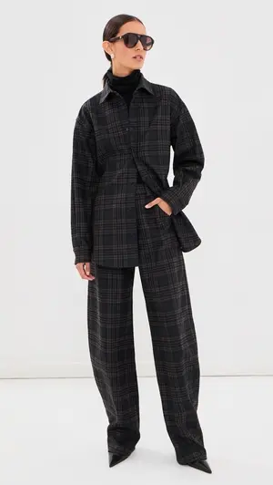 DARKPARK Tartan Barrel Leg Pants