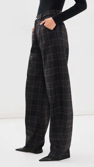 DARKPARK Tartan Barrel Leg Pants