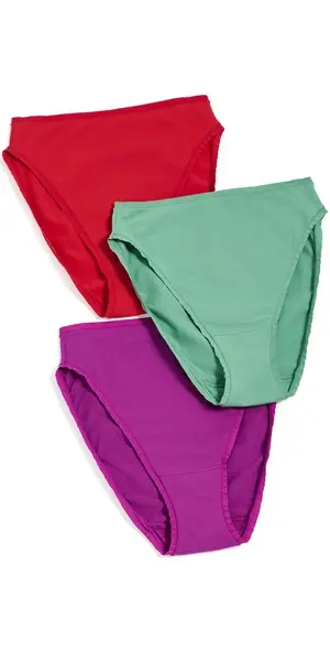 Natori Bliss Bare Cotton High Cut Briefs 3 Pack - Multi